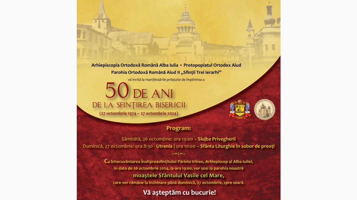 50 de ani de la târnosirea bisericii „Sfinții Trei Ierarhi” din parohia ...